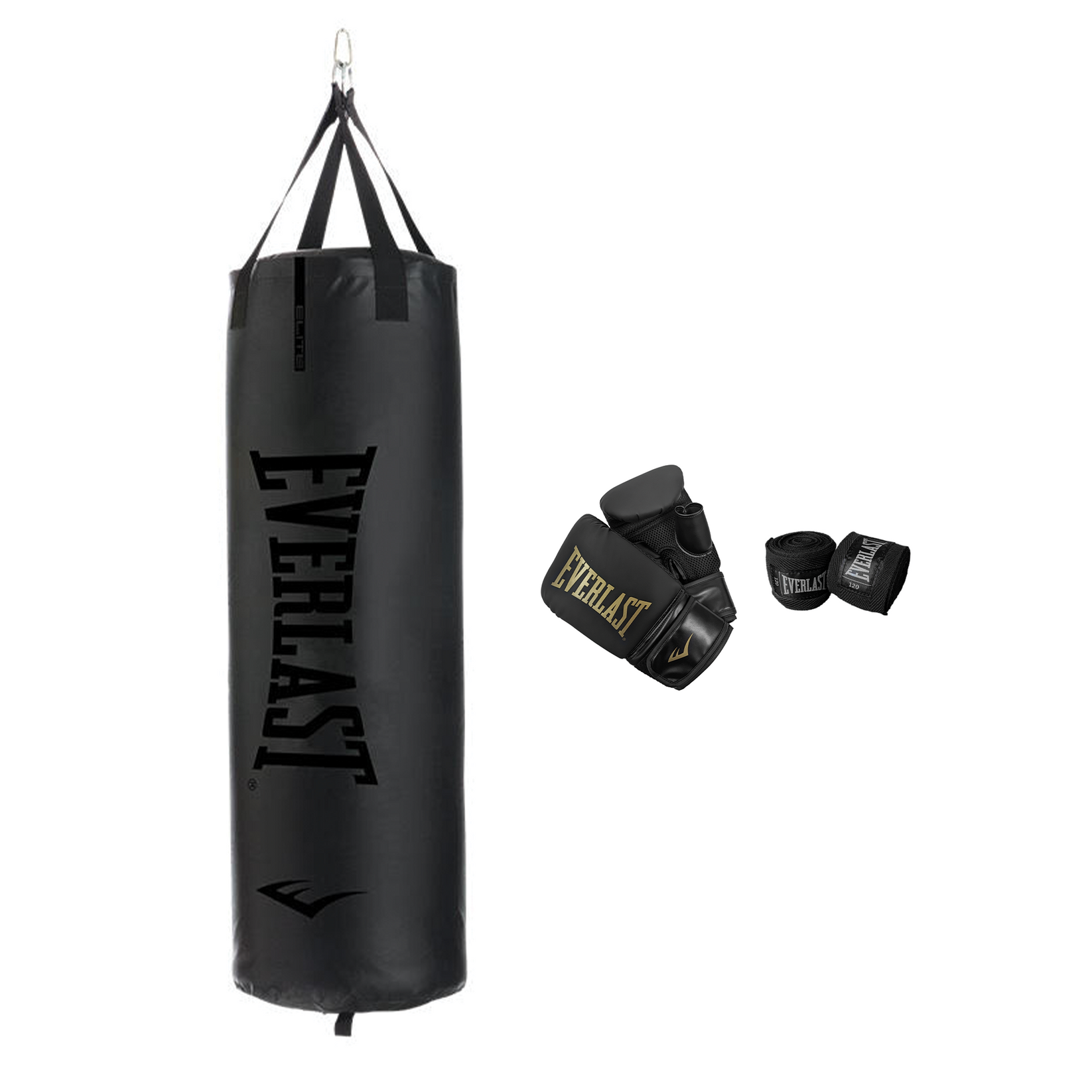 80lb Elite Heavy Punching Bag, Glove and Wrap Bundle – Everlast